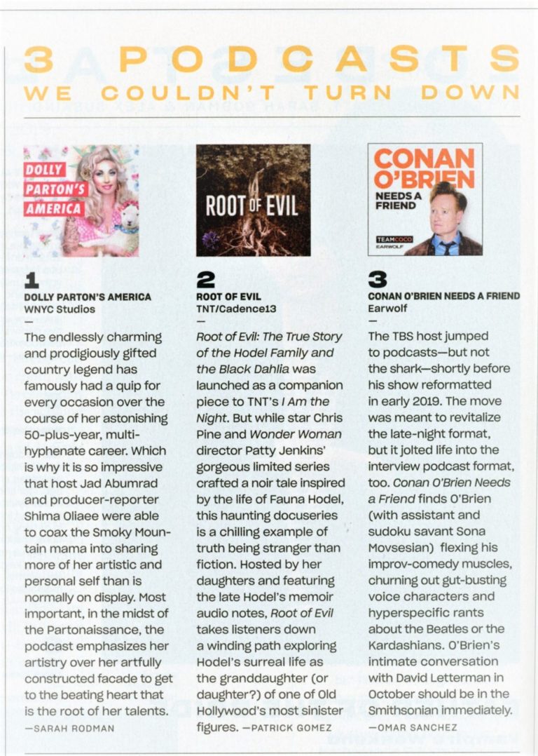 Entertainment Weekly Magazine (January 2020 edition) Names "Root Of ...