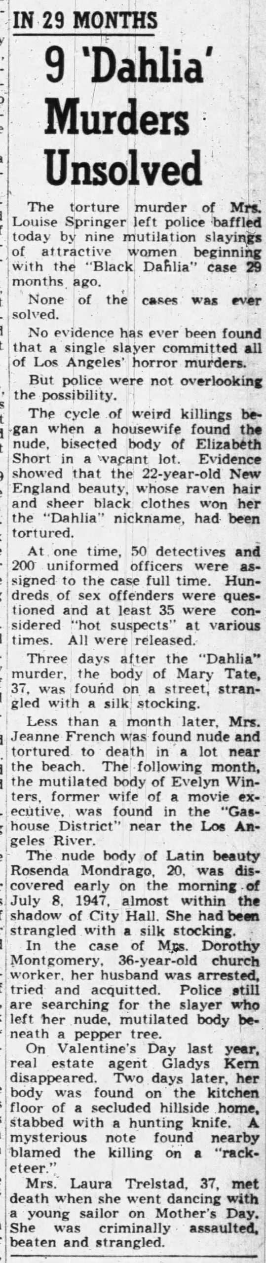 Black Dahlia "A Standalone Murder" Myth Denied By LAPD Det. Harry ...
