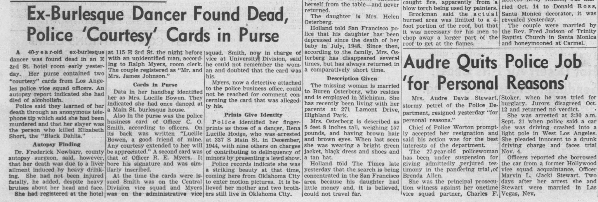 New Evidence In 1949 Suspected Black Dahlia Murder of Victim Lucille ...