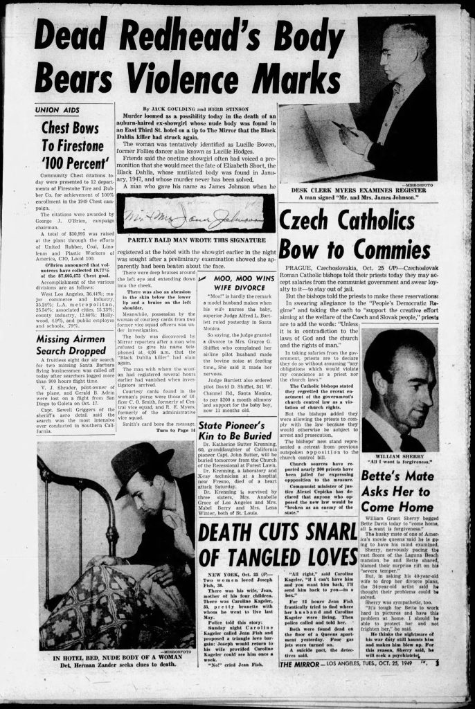 New Evidence In 1949 Suspected Black Dahlia Murder of Victim Lucille ...