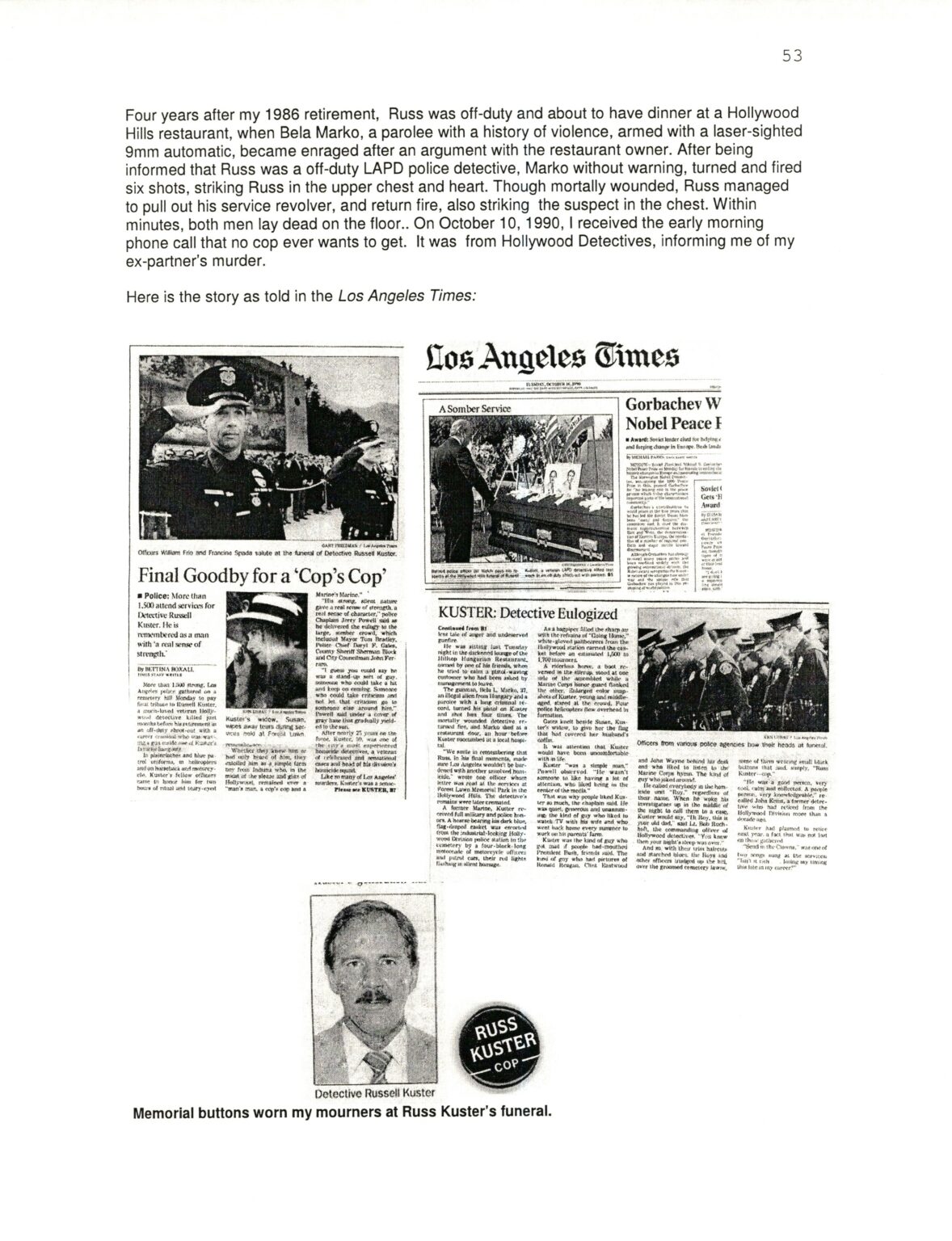 Slain LAPD Detective III Russell Kuster Remembered on 33rd Anniversary ...