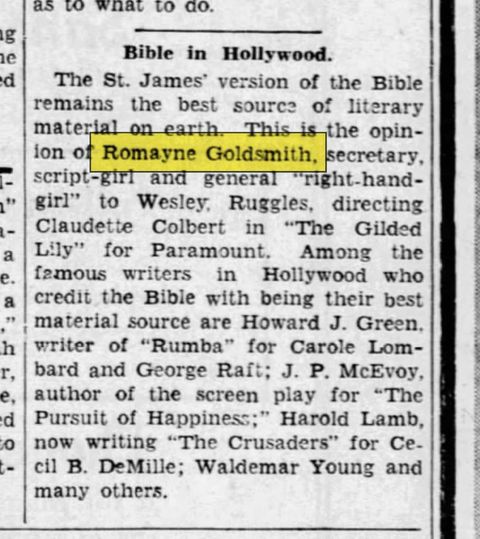 Romayne Goldsmith the "Mystery Woman" and Member of the Hollywood ...