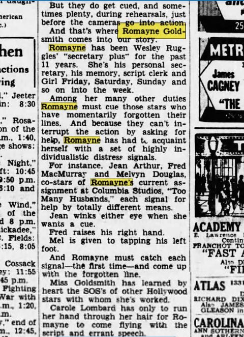 Romayne Goldsmith the "Mystery Woman" and Member of the Hollywood ...