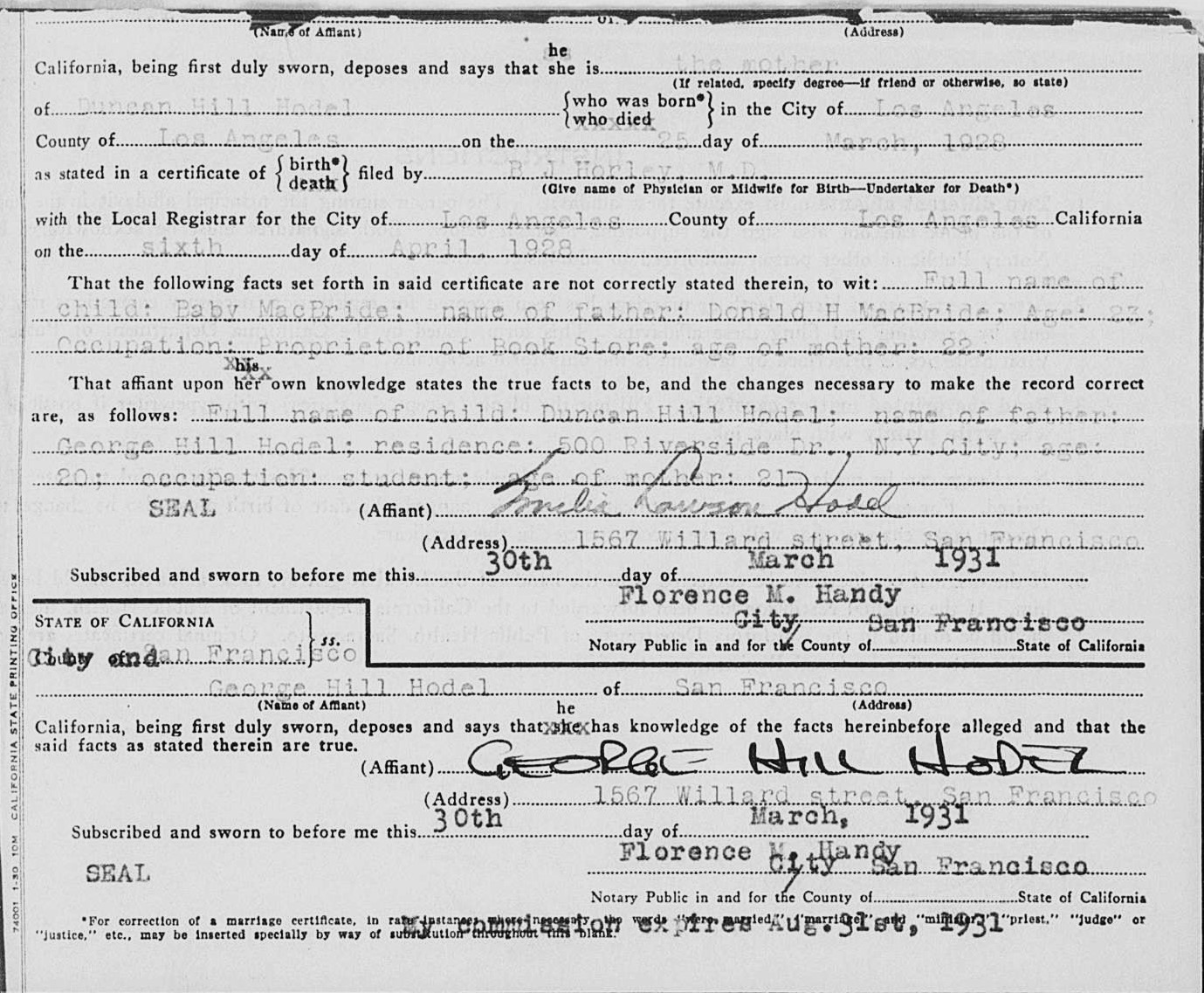 Duncan Hill Hodel - A 97-Year-Follow-Up Identifying His Possible Actual ...