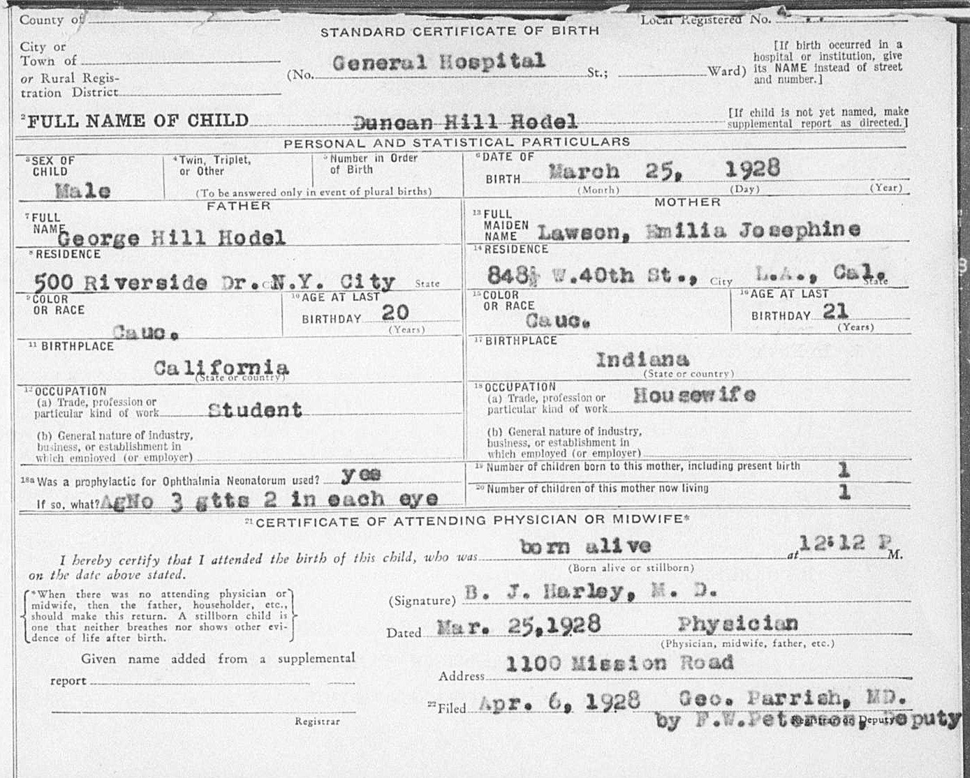 Duncan Hill Hodel - A 97-Year-Follow-Up Identifying His Possible Actual ...